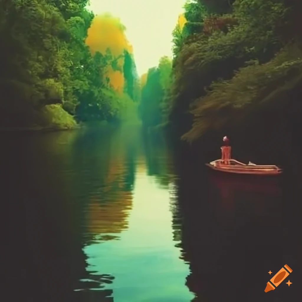 Retro river landscape on Craiyon