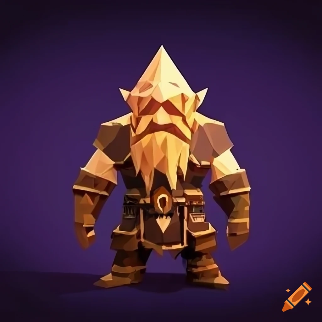 Low poly world of warcraft dwarf logo on Craiyon