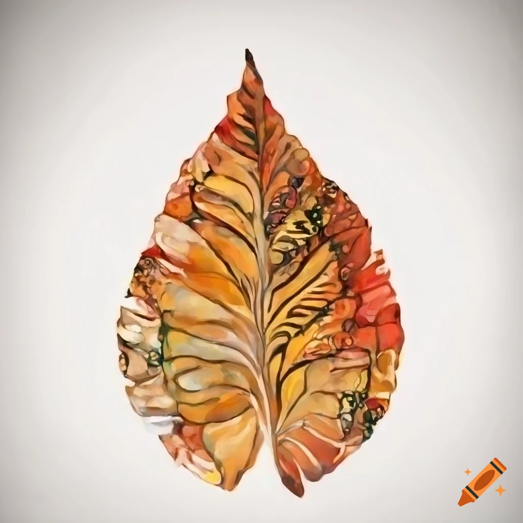 Abstract painting of tender leaves by klimt on a white background on ...