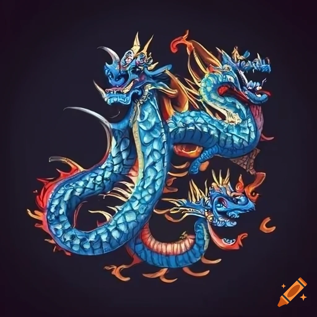 Three-headed dragon in chinese style on Craiyon