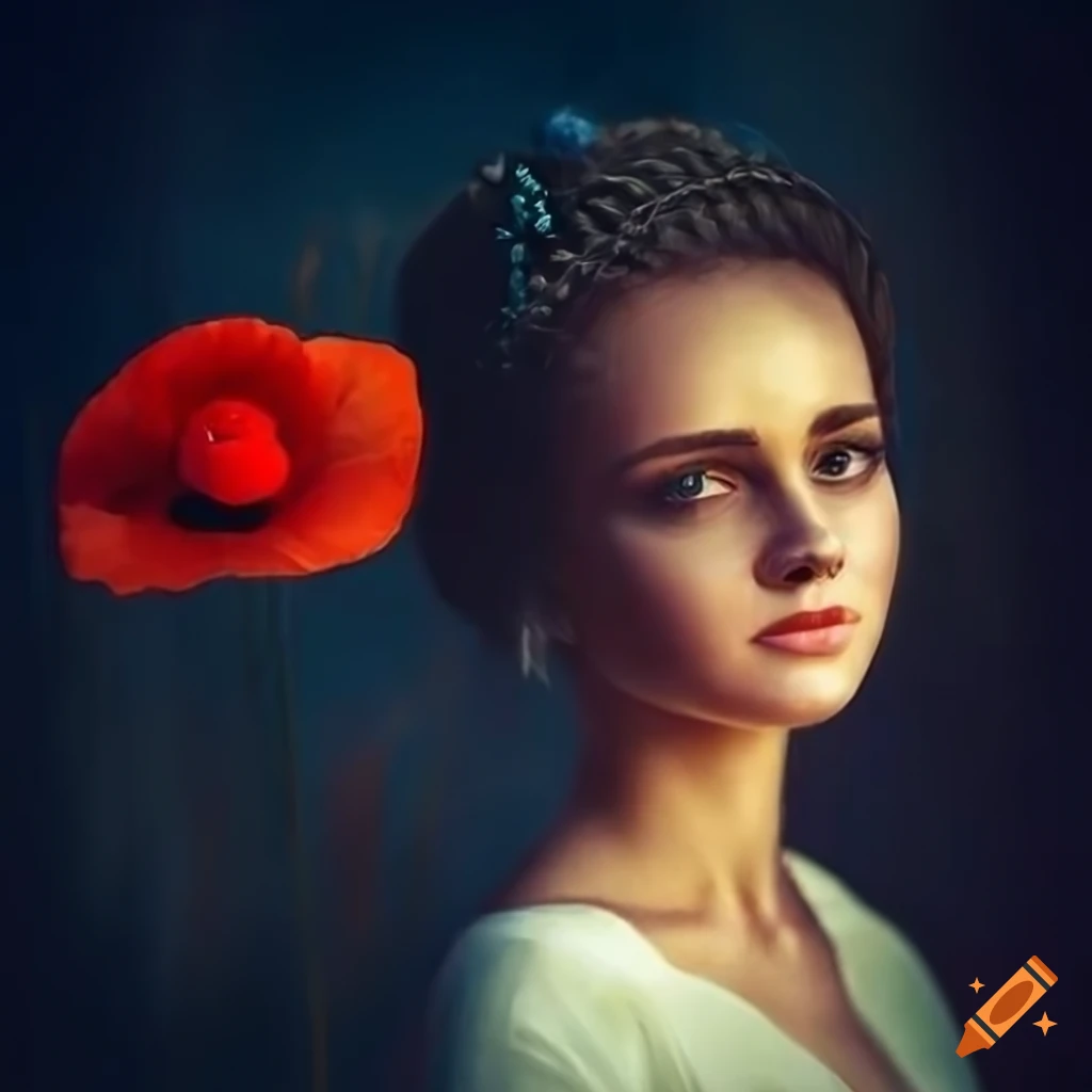 Photorealistic portrait of a woman with Eastern European features on ...