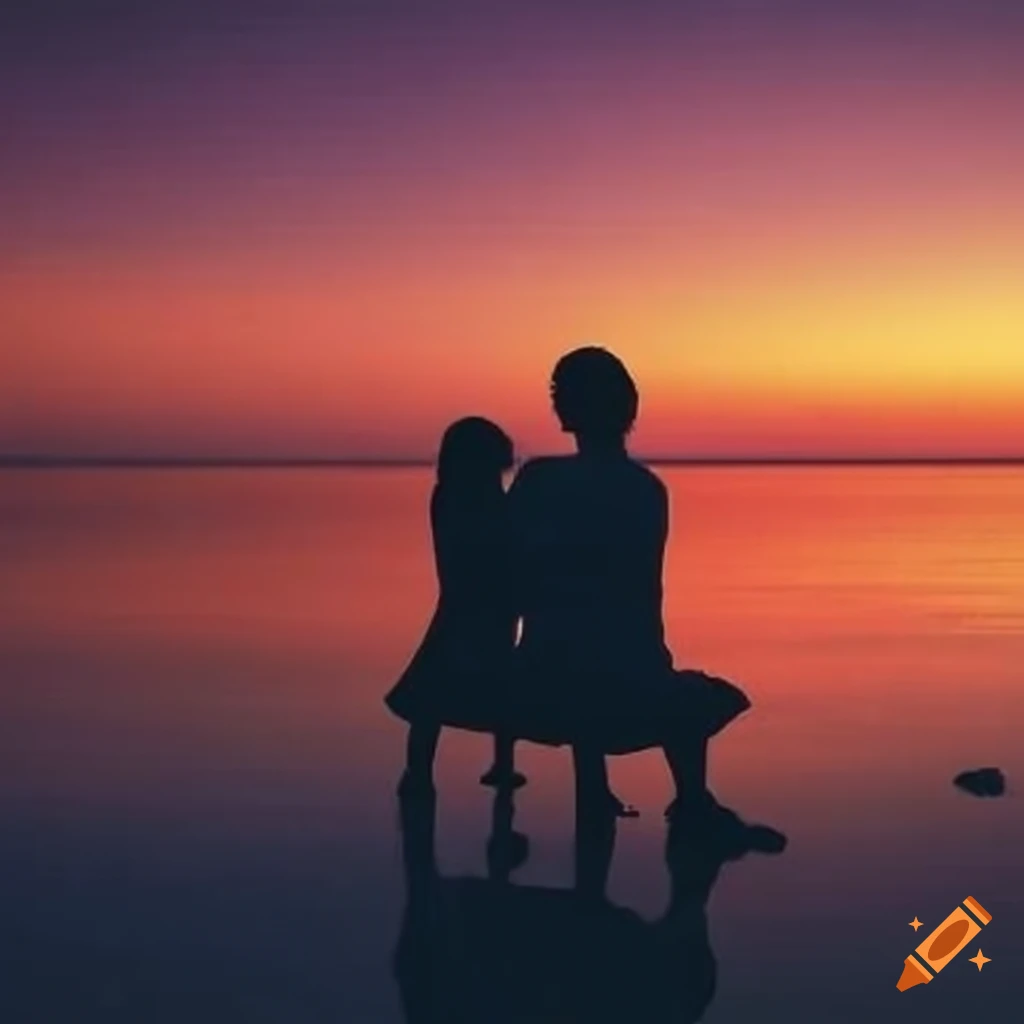 Romantic sunset sitting on Craiyon