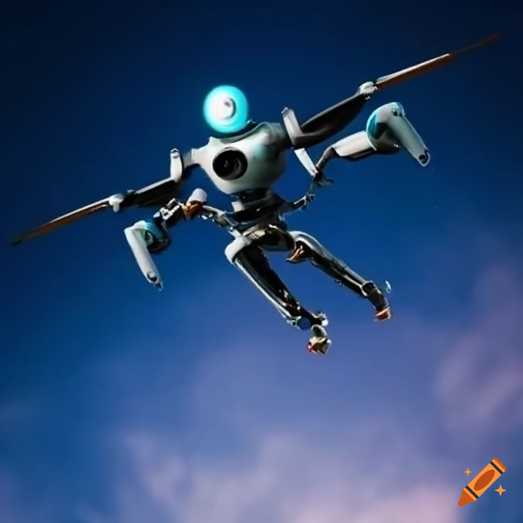 Flying robot in the sky on Craiyon