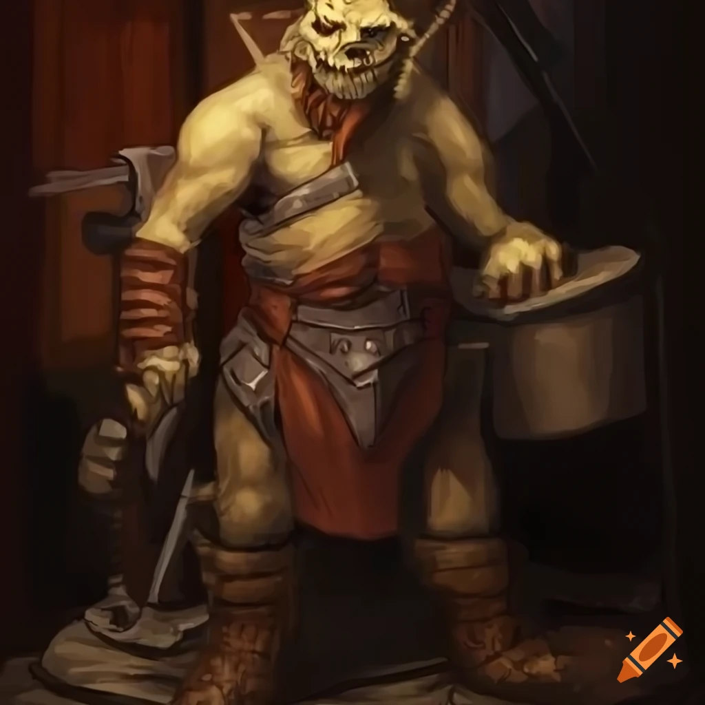 Male bugbear blacksmith character for dnd on Craiyon