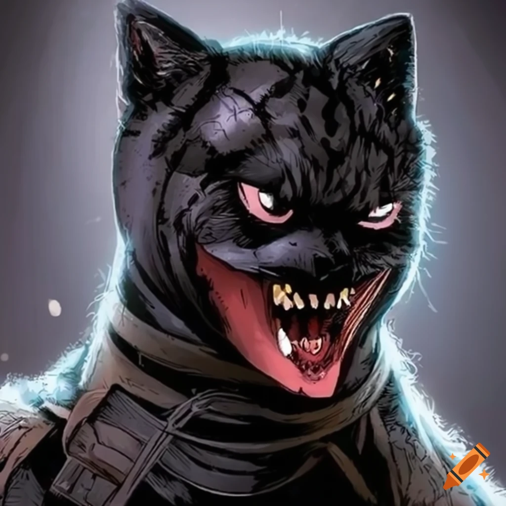 Angry cat in military uniform shouting on Craiyon