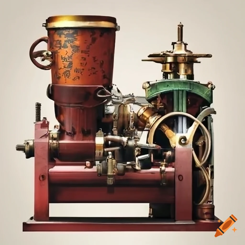 Vintage internal combustion engine from the 1900s century on Craiyon