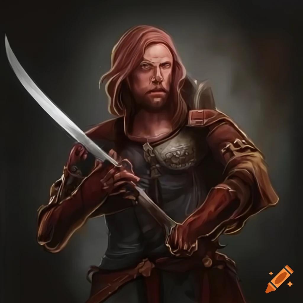 Rebellious rogue with a sword on Craiyon