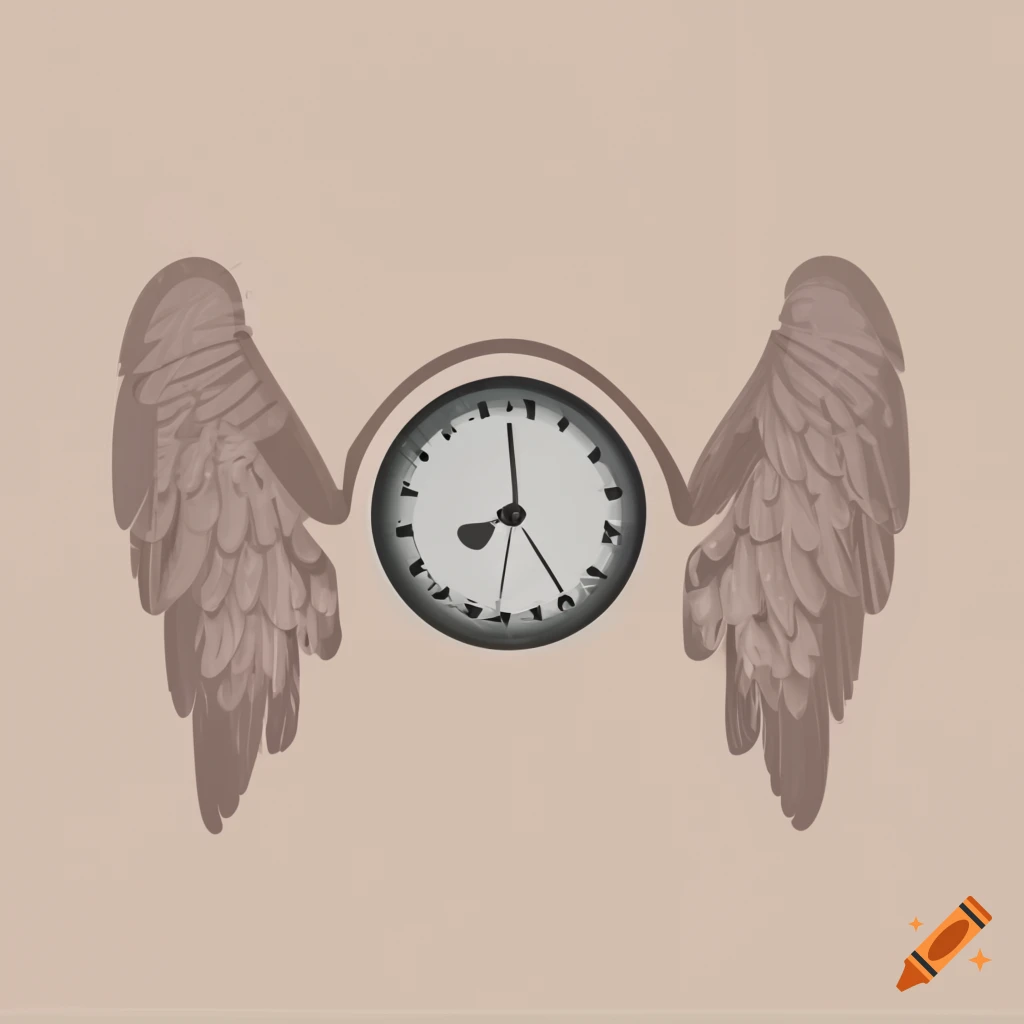 Clock with delicate angel wings in a vector design on Craiyon