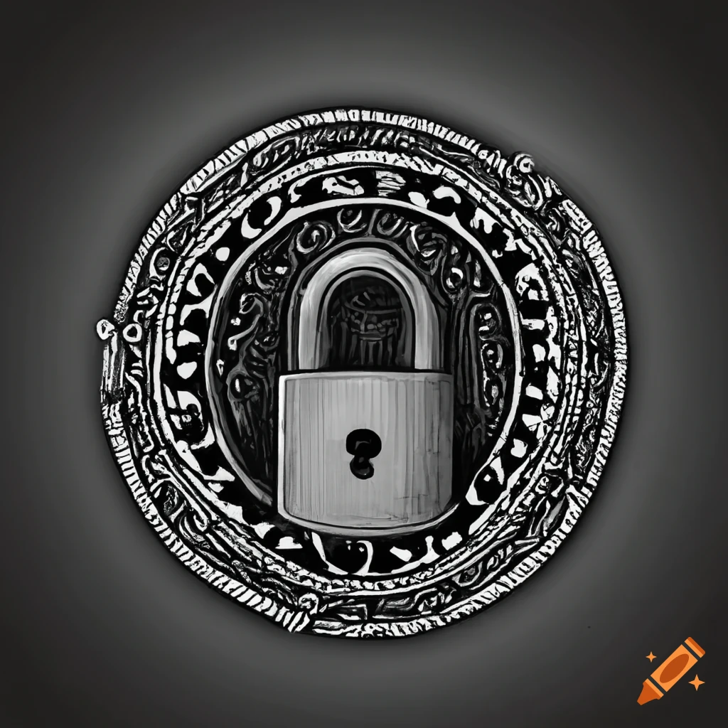 Padlock in african tribal style in black and white on Craiyon