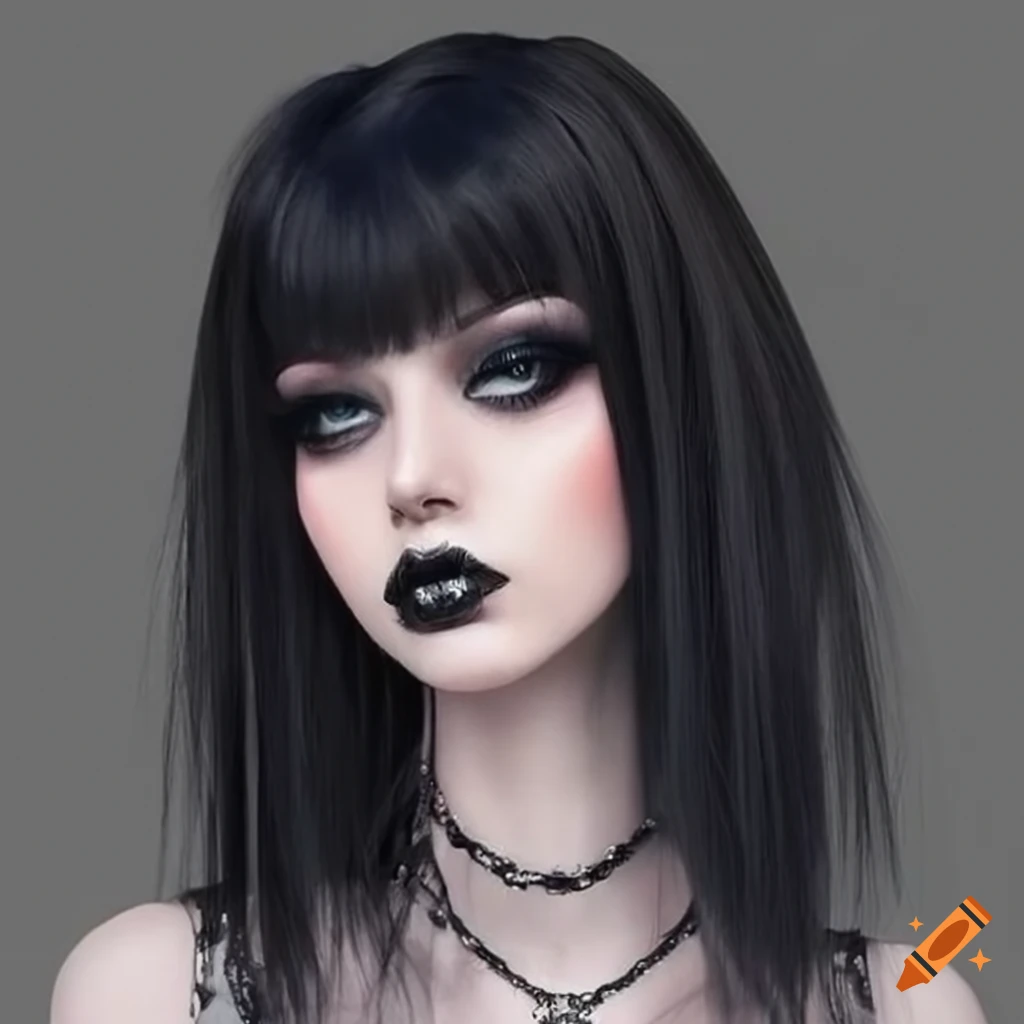 Goth Girl With Black Bangs On Craiyon