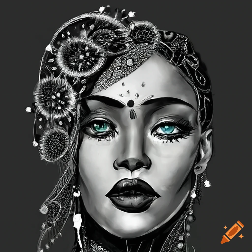Beautiful brown-skinned goddess with hazel eyes and jewels on Craiyon