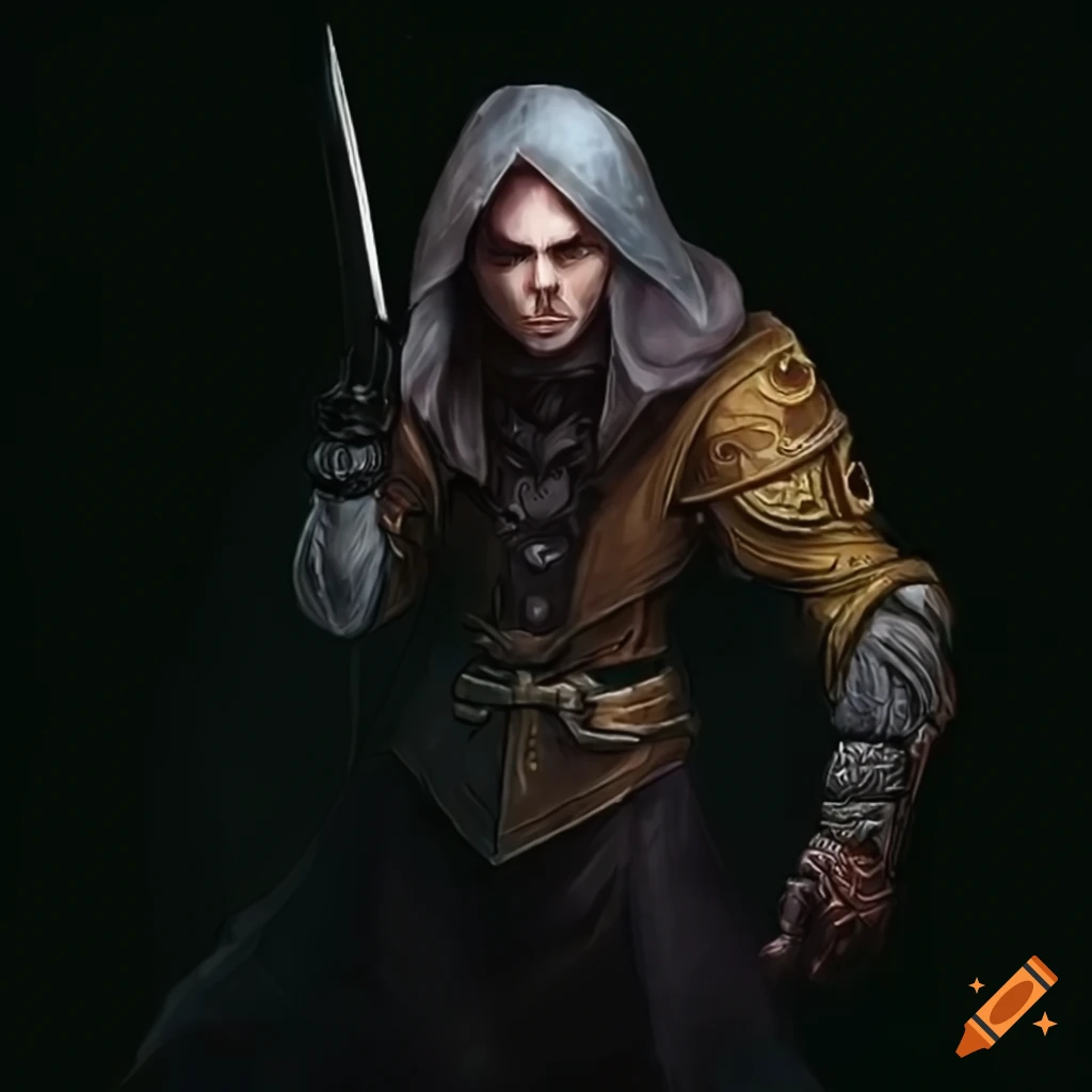 Rebellious rogue holding a sword on Craiyon