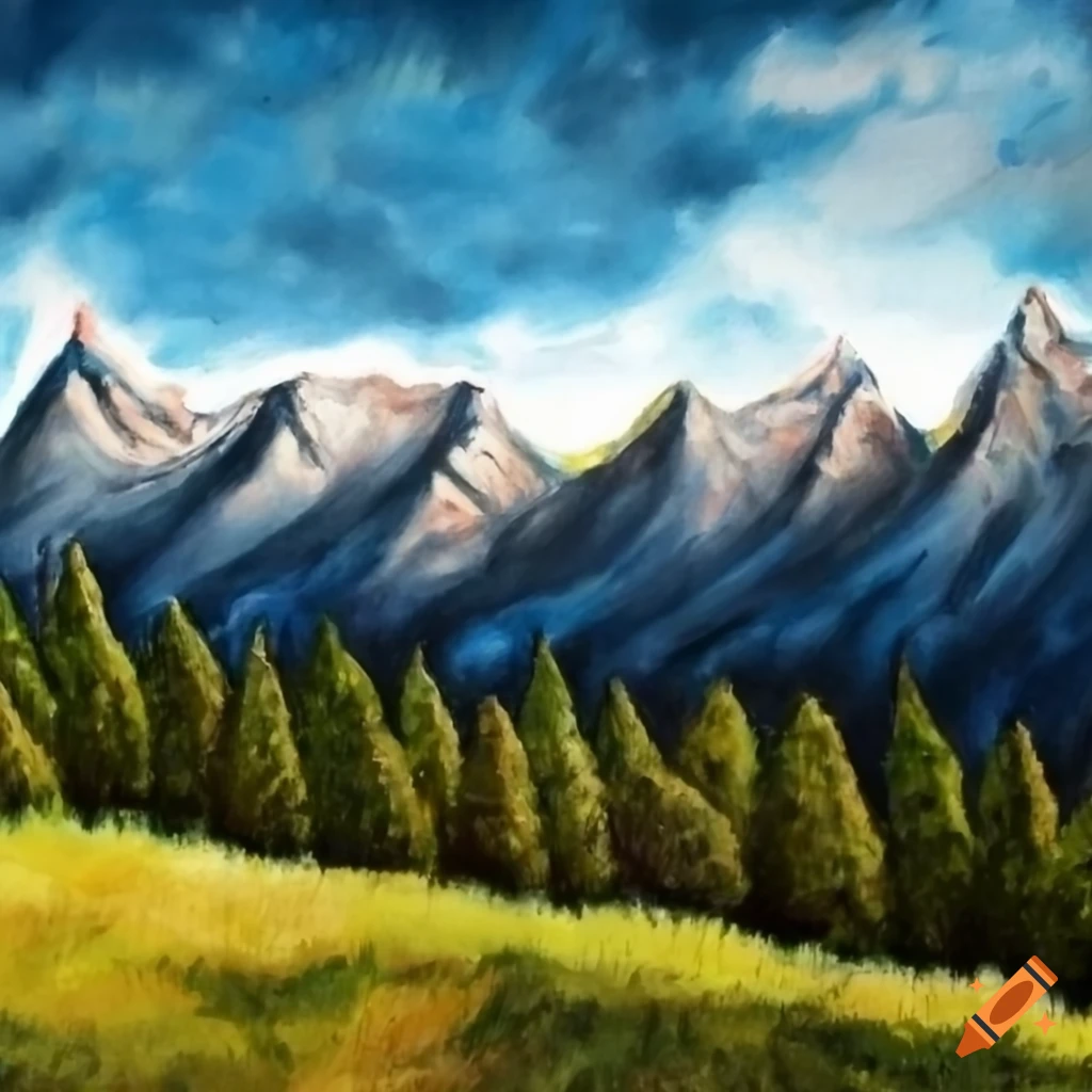 Stark mountain landscape with rugged terrain by tokheim on Craiyon