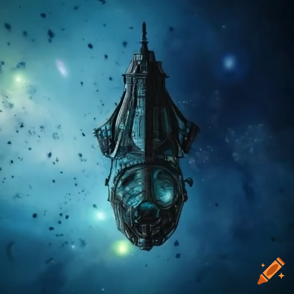 Top-down view of an abstract alien spaceship on Craiyon