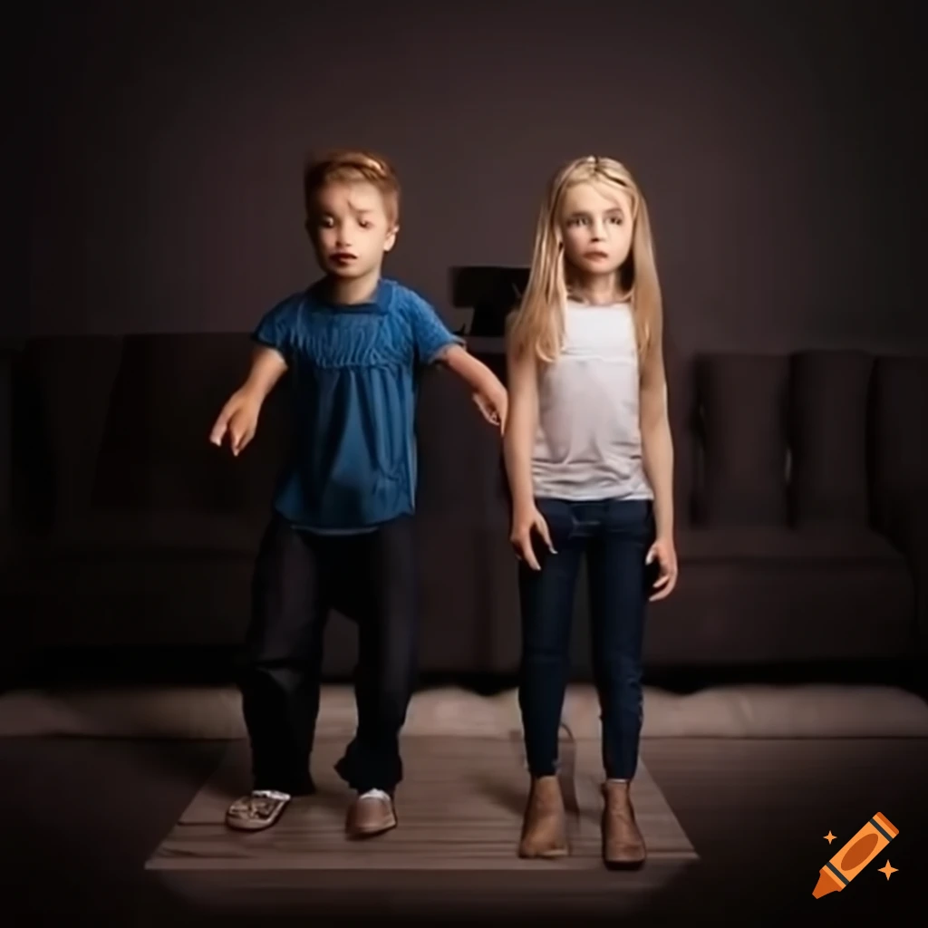 Confused boy and girl entering a living room on Craiyon