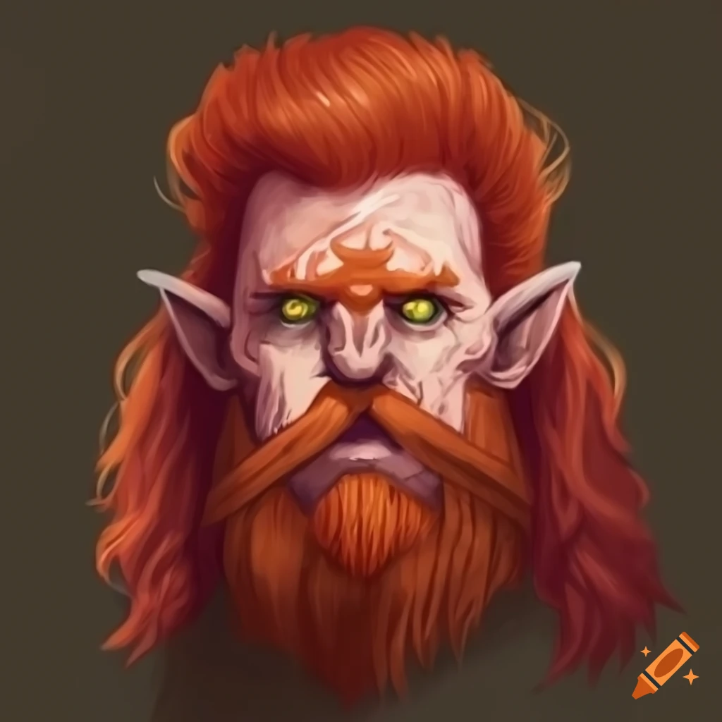 Portrait of a red-haired male dwarf with a scar over his left eye on ...