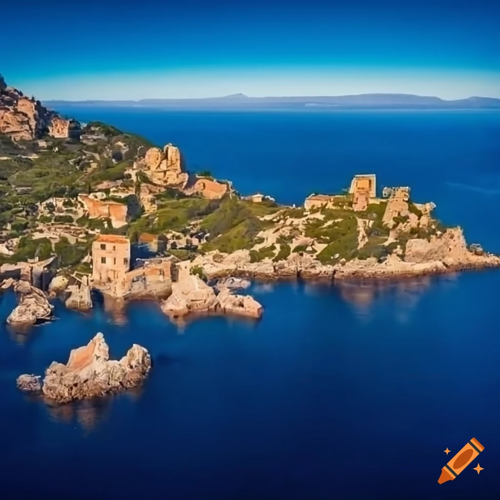 Aerial view of corsica, mediterranean island in france on Craiyon