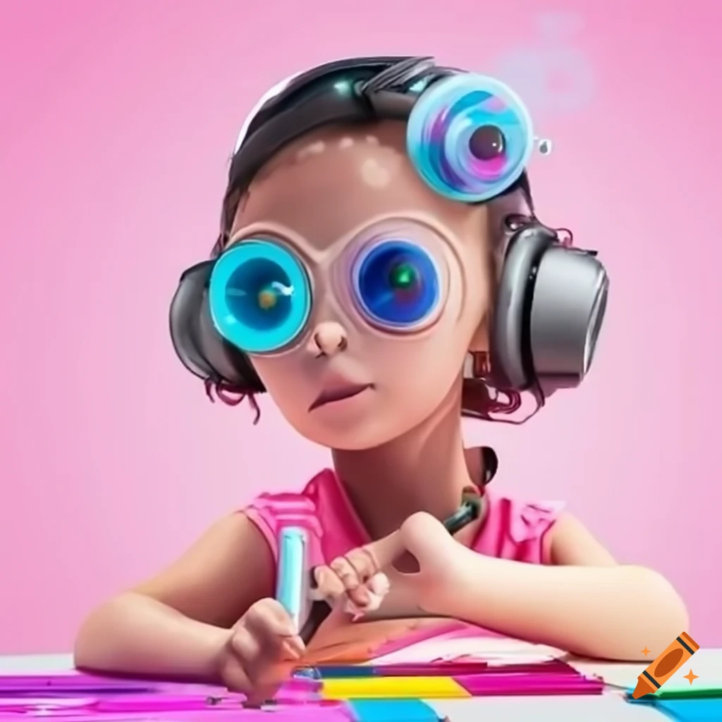 Robot teaching a girl mathematics on Craiyon