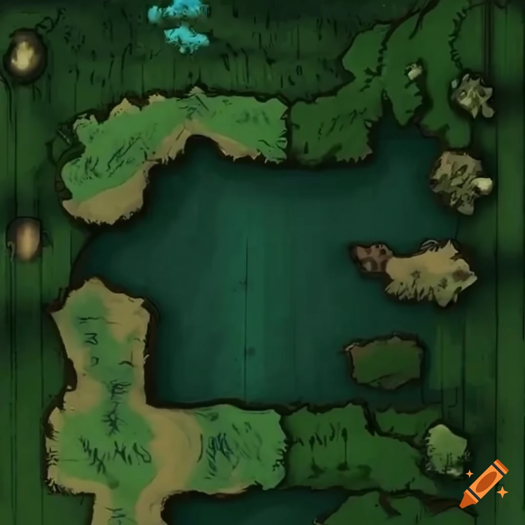 Top-down map of a forest for roll 20 game on Craiyon