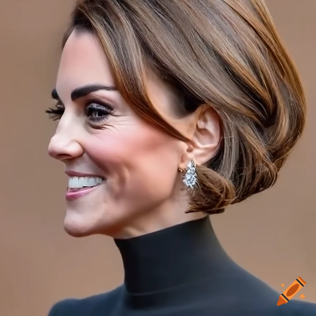 Kate middleton with a short straight bob haircut and black turtleneck ...