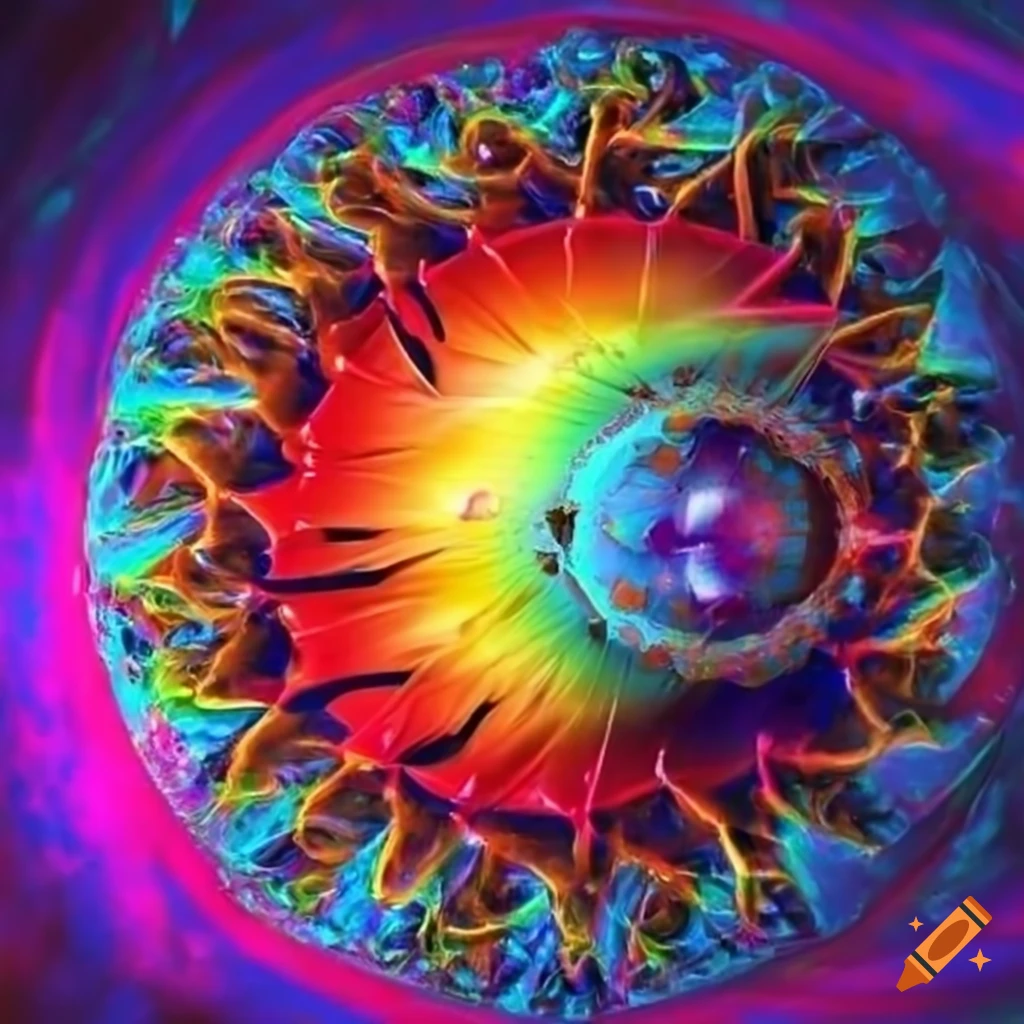 Brilliant 3d rainbow-colored sun on Craiyon