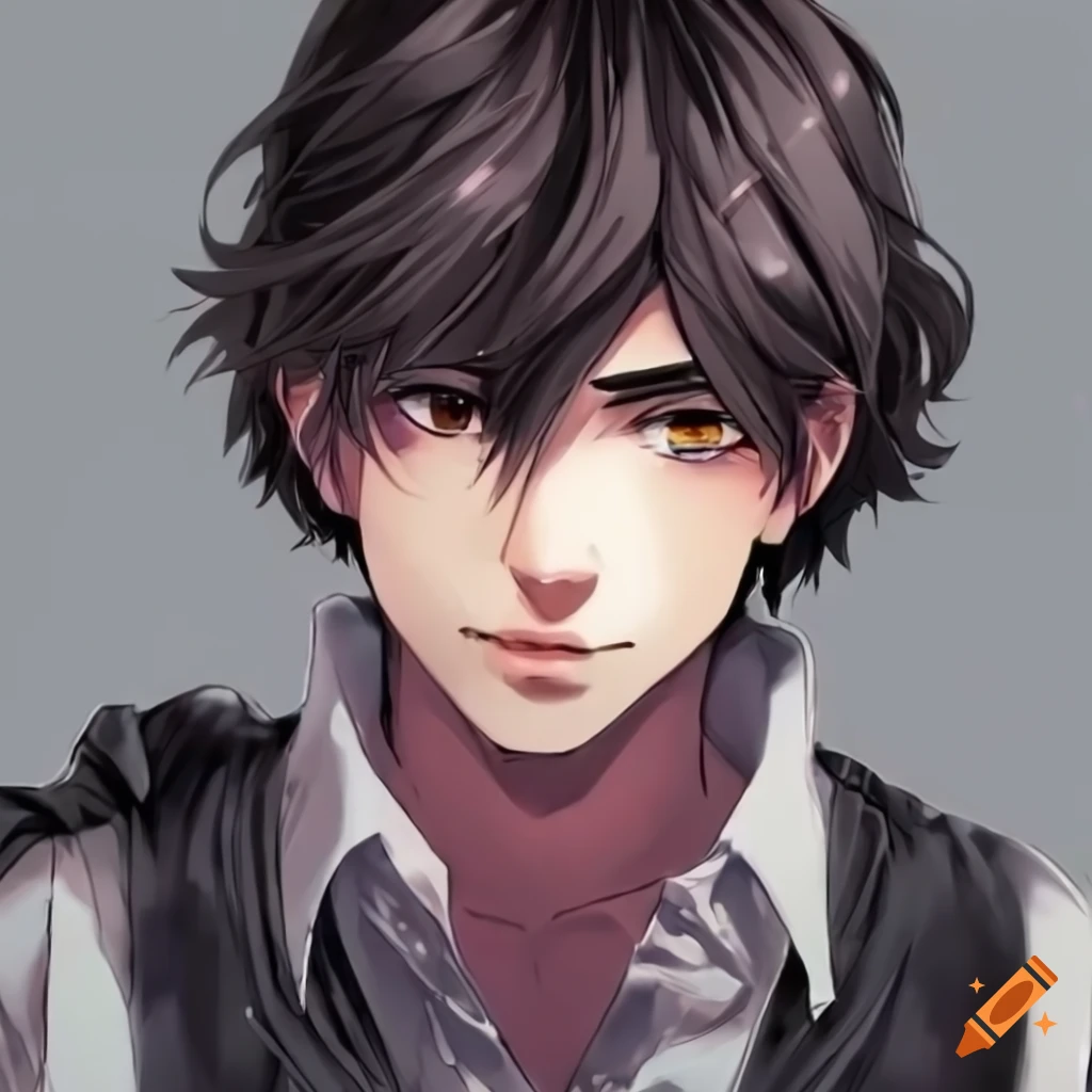 Anime depiction of a 40-year-old Latino man with short wavy hair and ...