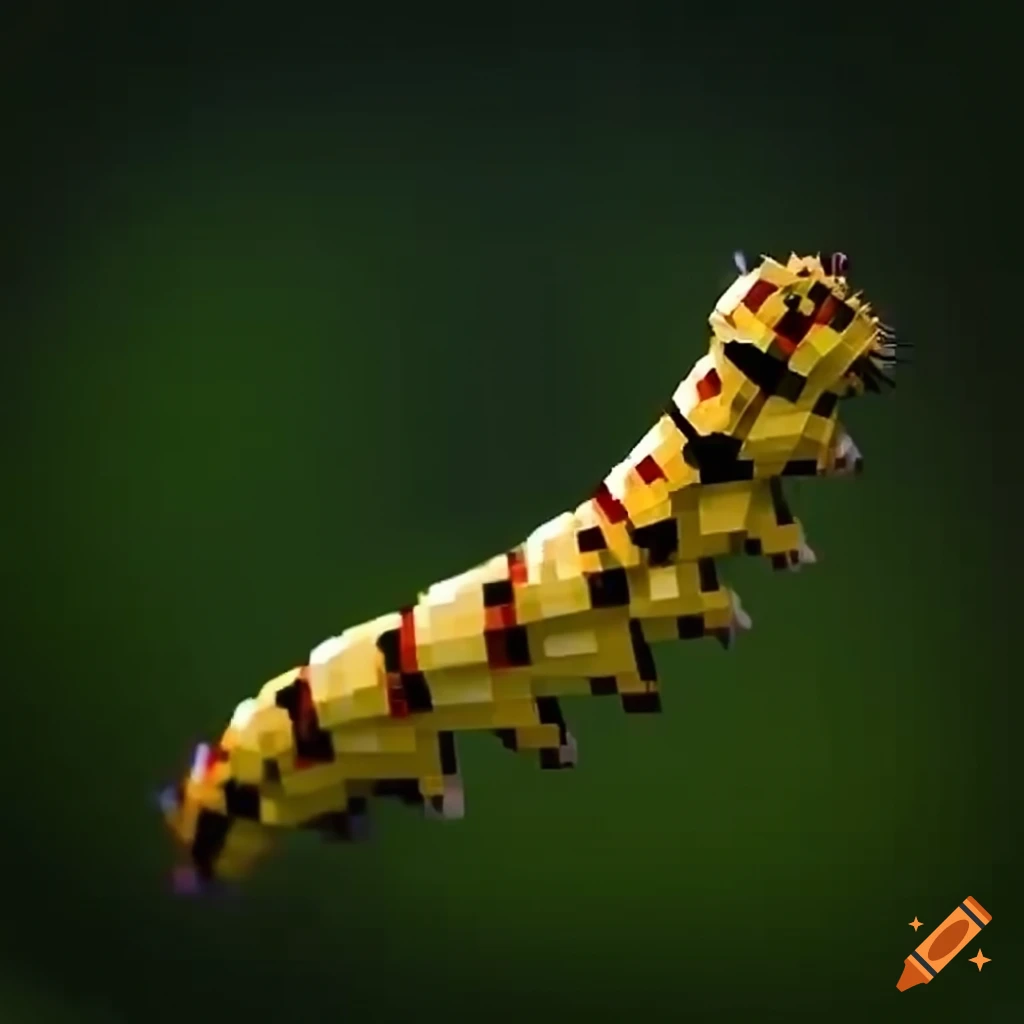 Small caterpillar in minecraft video game on Craiyon