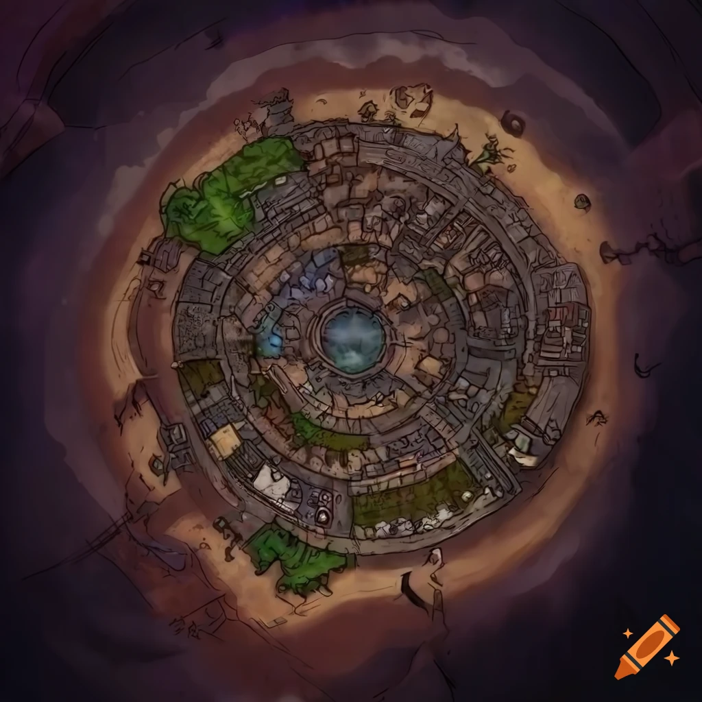 Circular city fantasy map for dnd on Craiyon