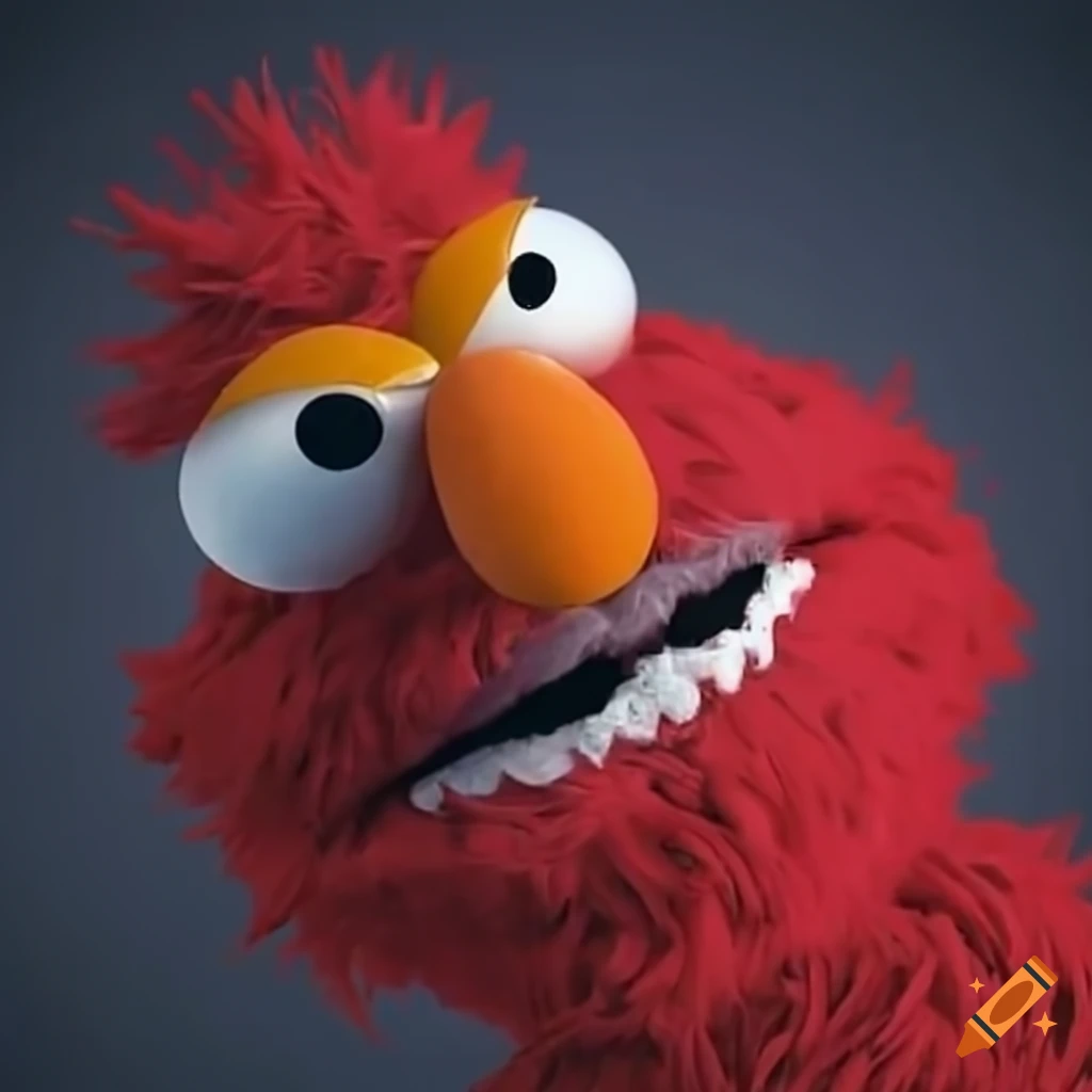 Red puppet with a baseball bat looking angry on Craiyon