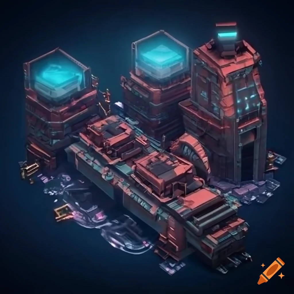 Futuristic ore processing center for an rts game on Craiyon