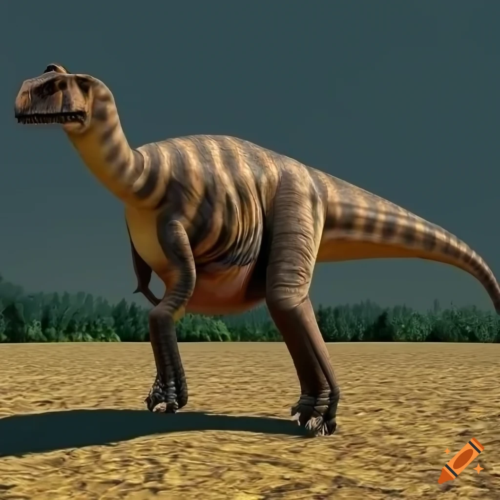 Colorful Hadrosaurus dinosaur in prehistoric environment on Craiyon