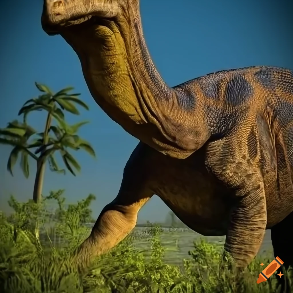 Colorful hadrosaurus dinosaur in wild environment with morning light on ...