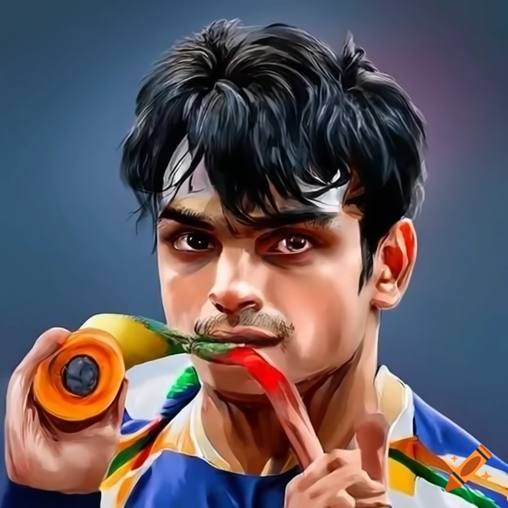 Cool graphic art of neeraj chopra for paris olympics on Craiyon