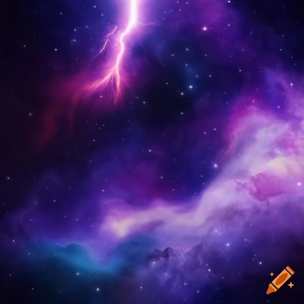 Magical background with lightning, stars, and mysterious nebula on Craiyon