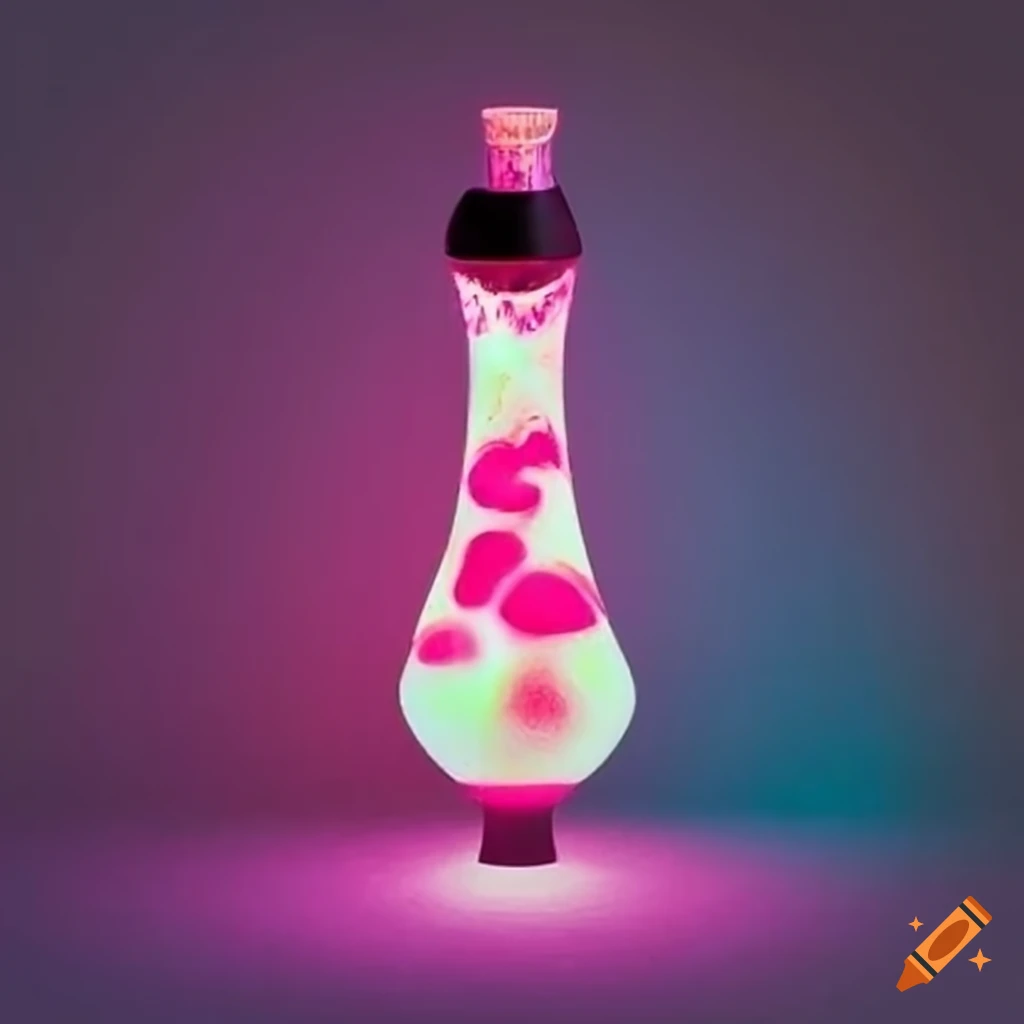 Colorful lava lamp on a bedside table on Craiyon