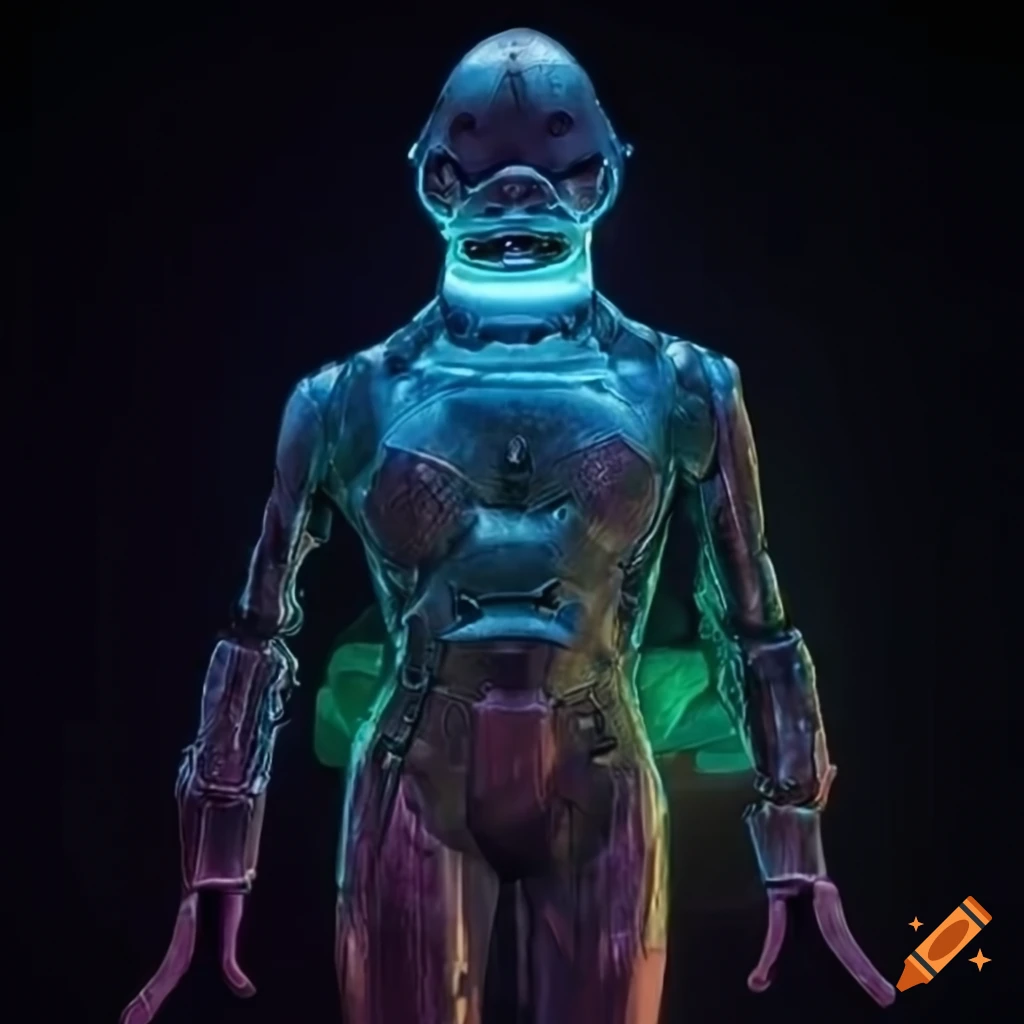 Futuristic cyber-frog on Craiyon