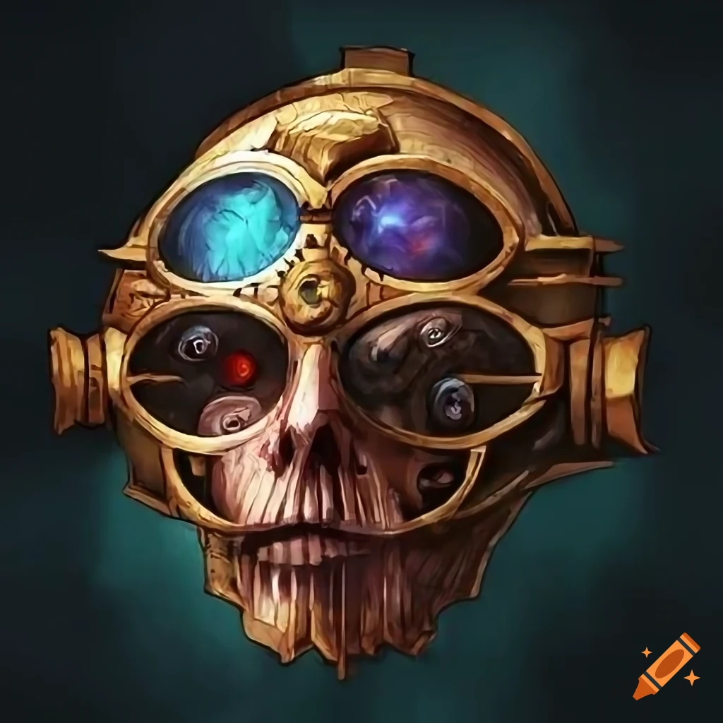 Steampunk clockwork autognome dnd with large goggles on Craiyon