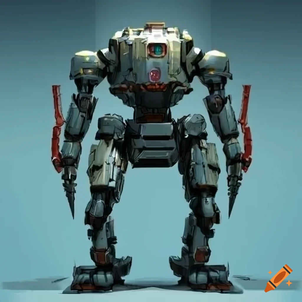 Graphic novel cover with mech illustration on Craiyon