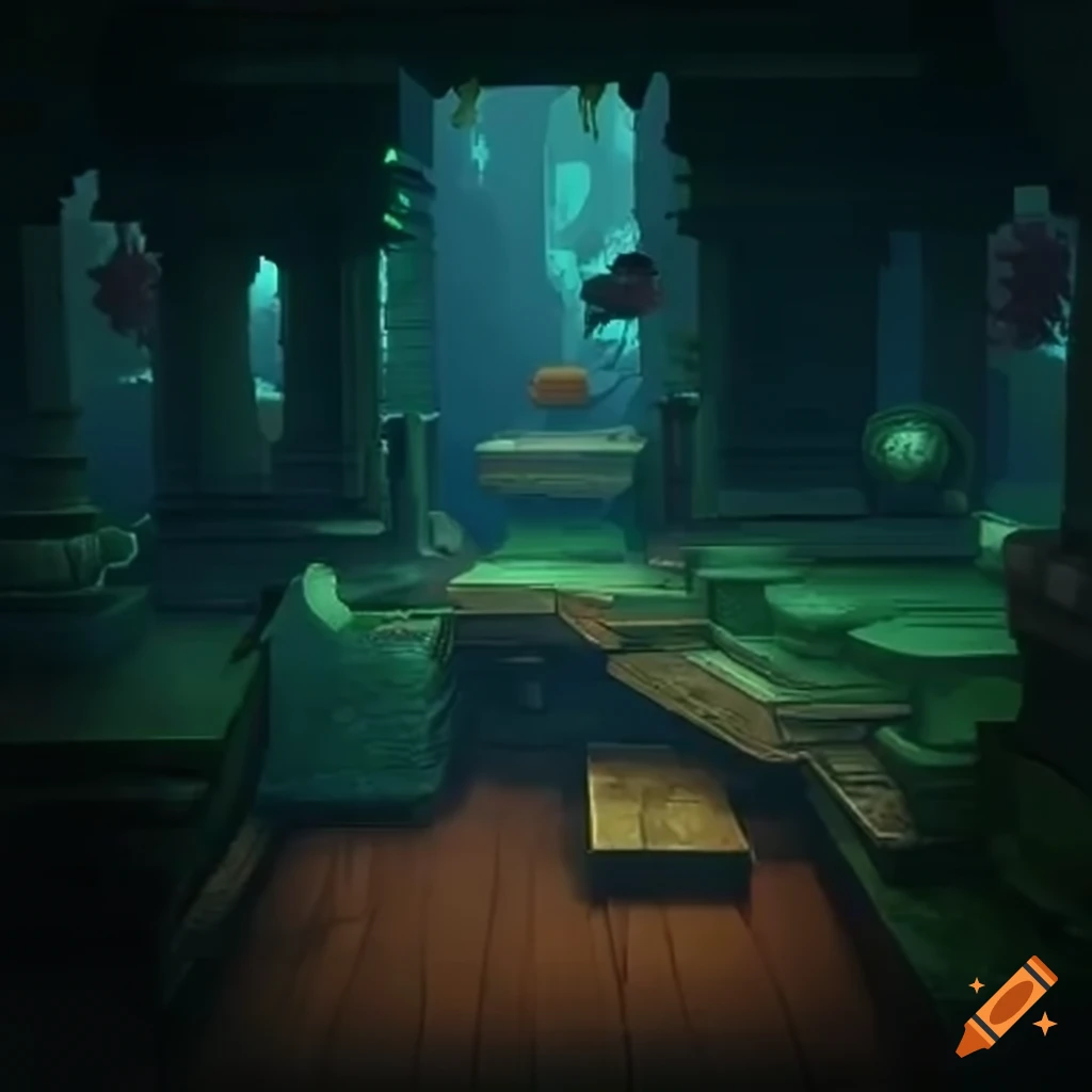 Side-scrolling 3d platformer game environment on Craiyon