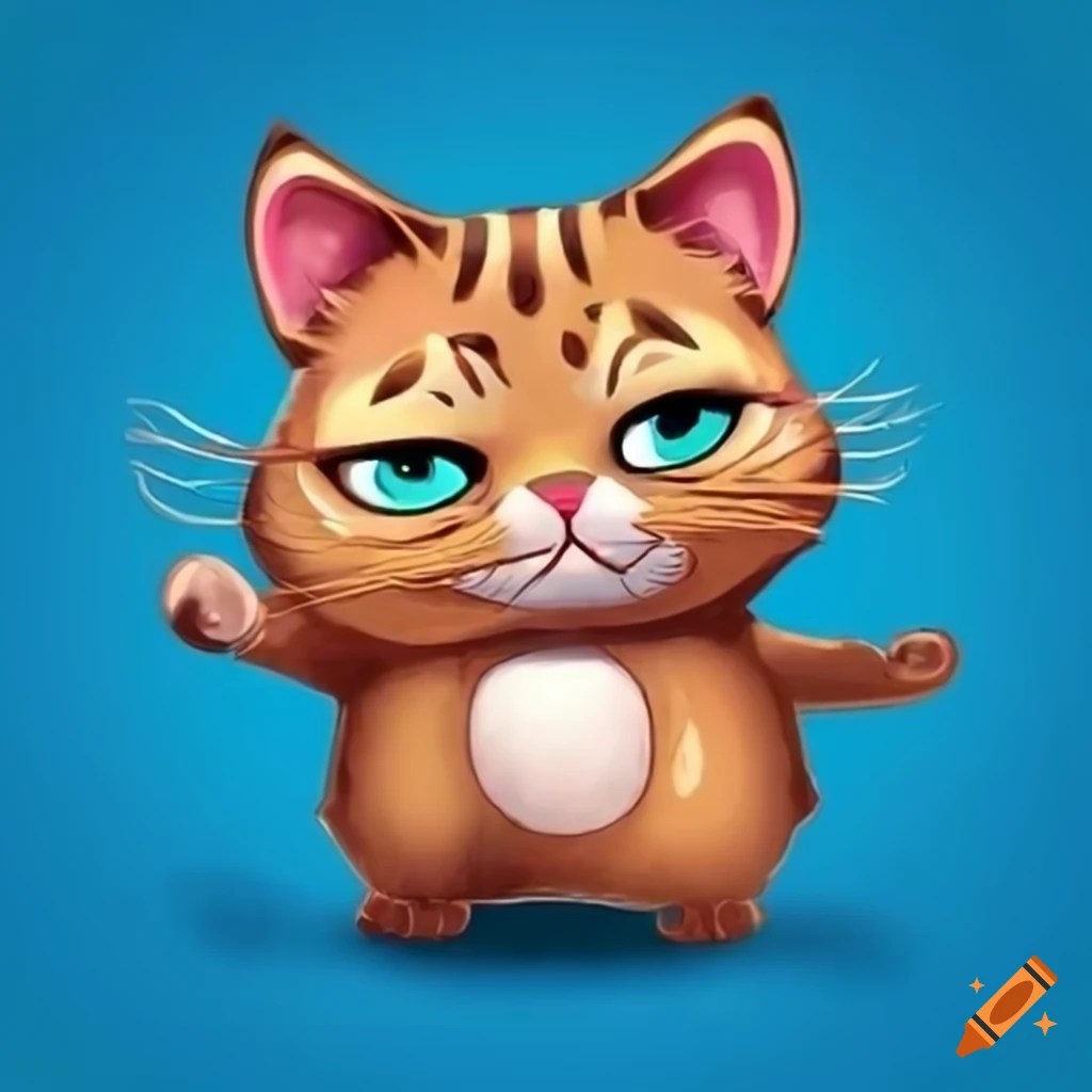 Cartoon cat cheering on Craiyon