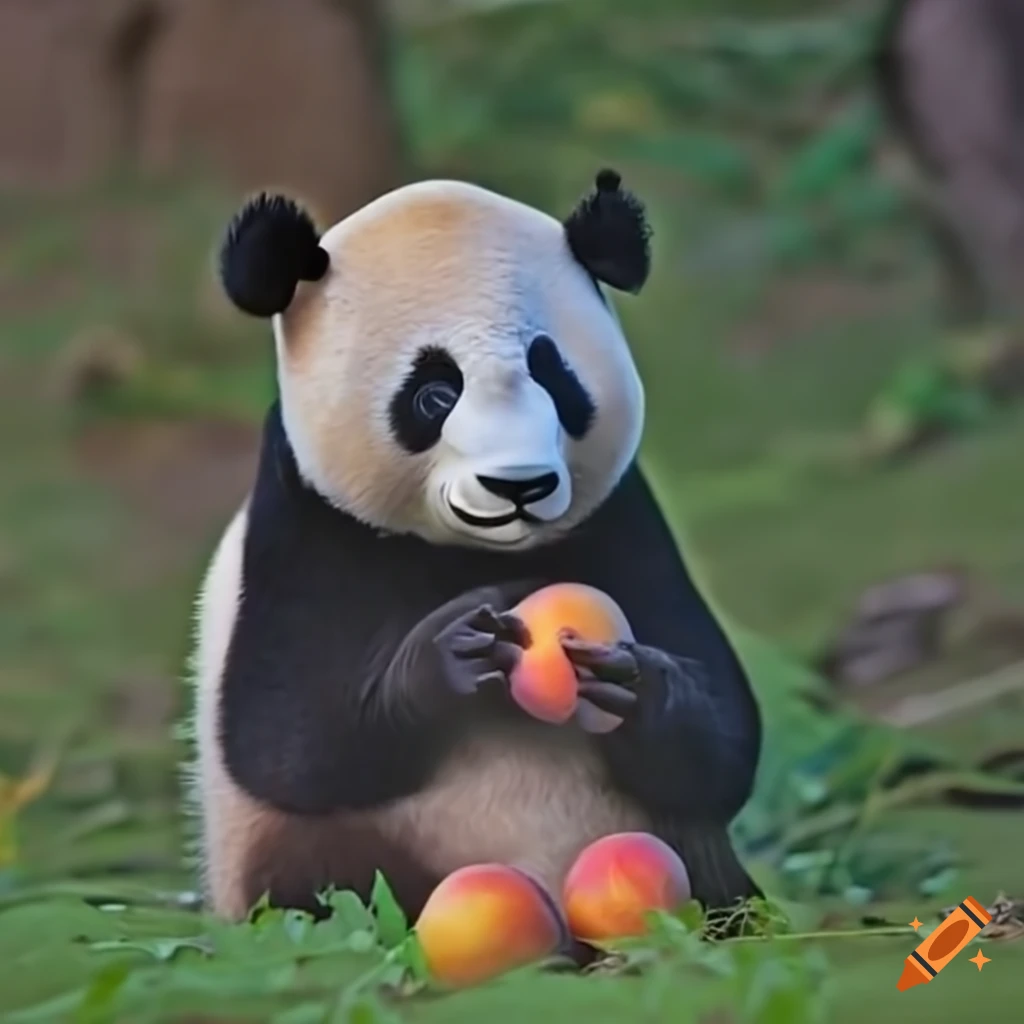 Panda with peaches on Craiyon