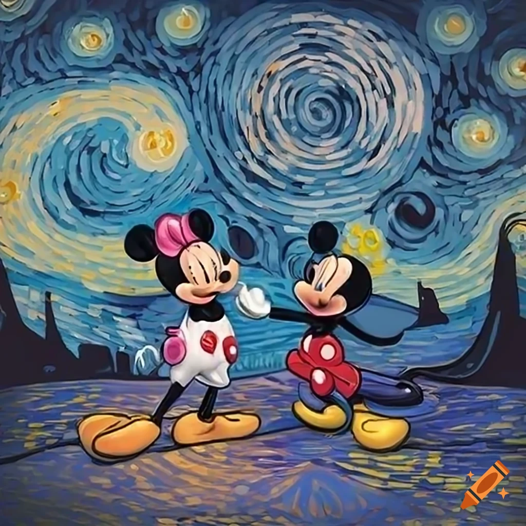 Mickey and minnie in starry starry night on Craiyon
