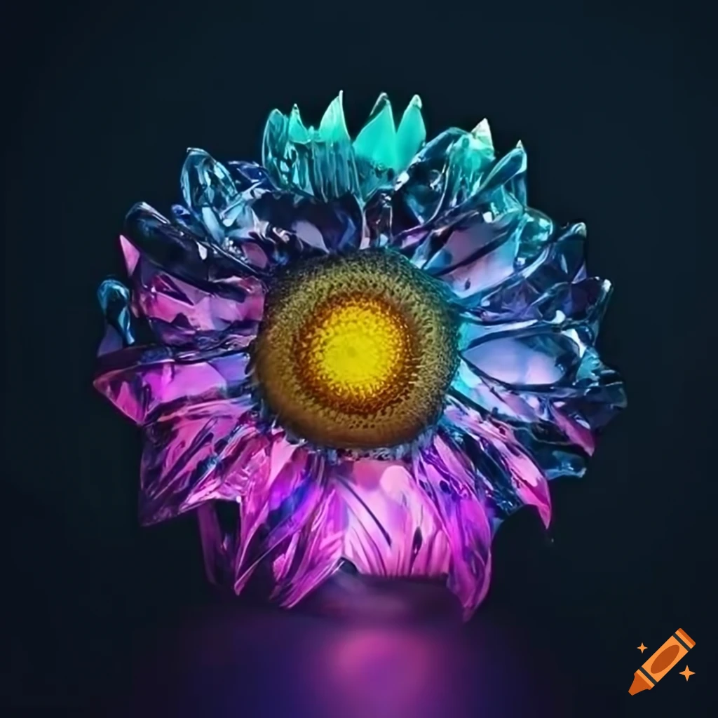 Crystal sunflower sculpture on Craiyon