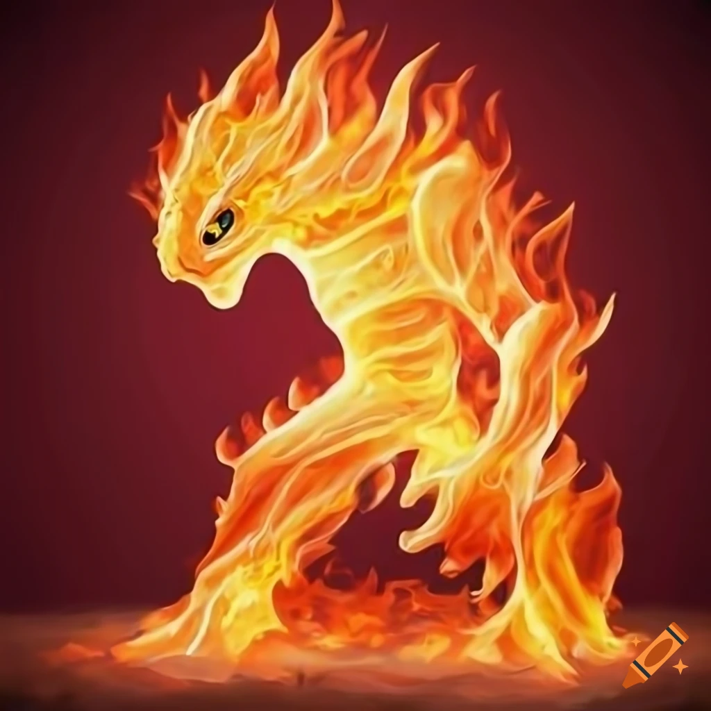 Detailed fire elemental artwork with fire background on Craiyon