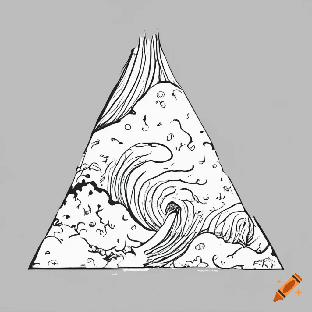 Japanese wave illustration inside a growth triangle on Craiyon