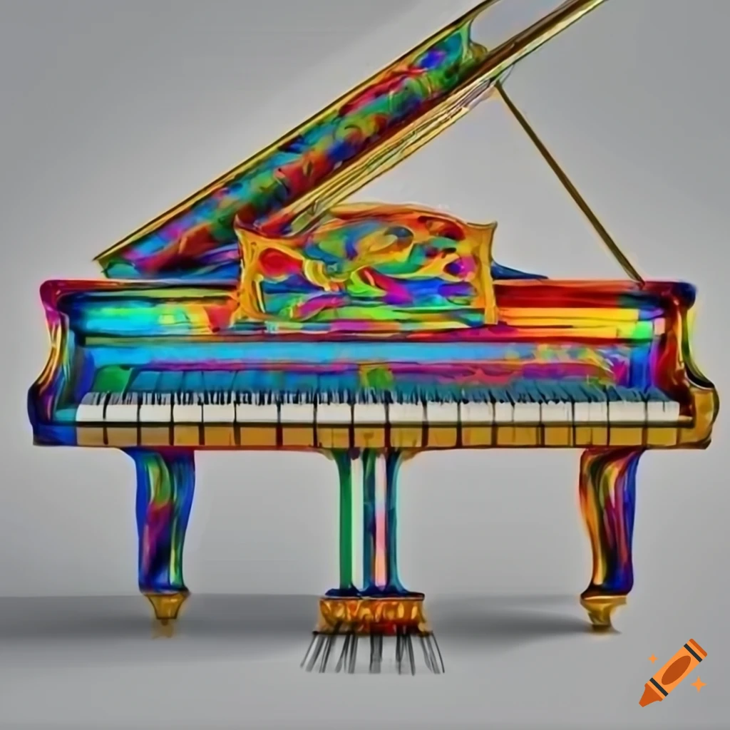 Colorful grand piano art on white background on Craiyon