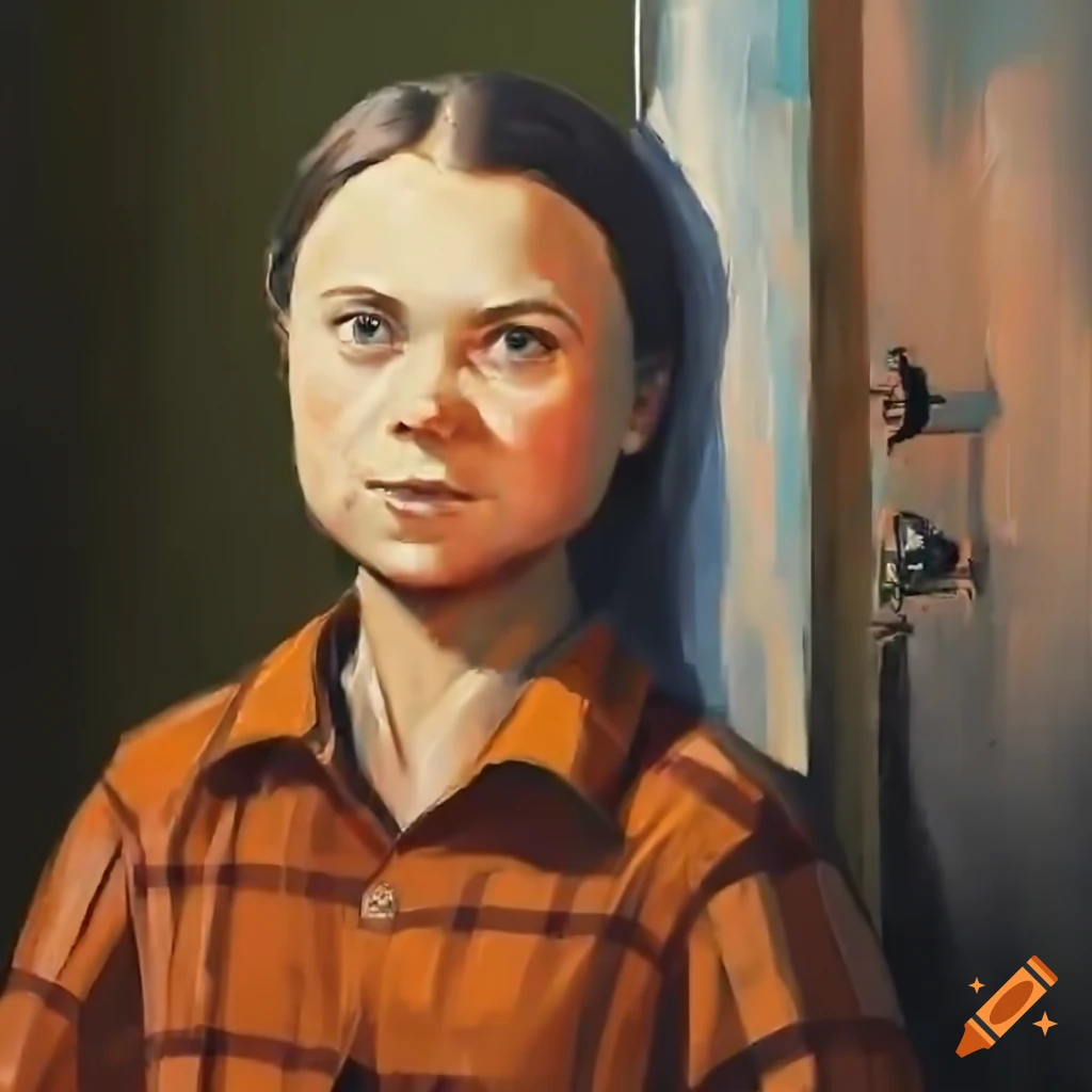 Two people resembling actor Heath Ledger and Greta Thunberg standing ...