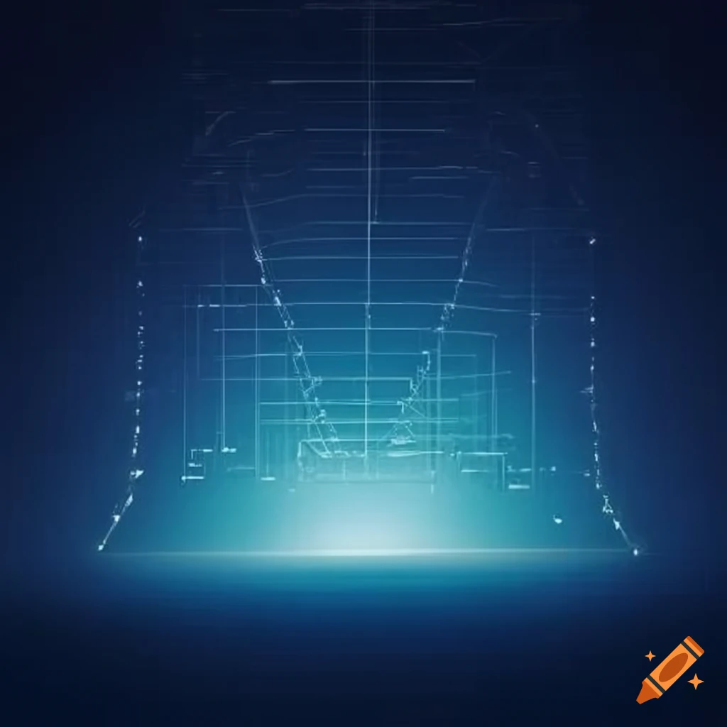 Minimalist design of electric grid infrastructure with pale blue hues ...