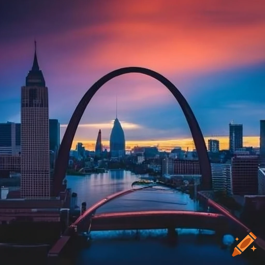 Lively st. louis city scene with the arch on Craiyon