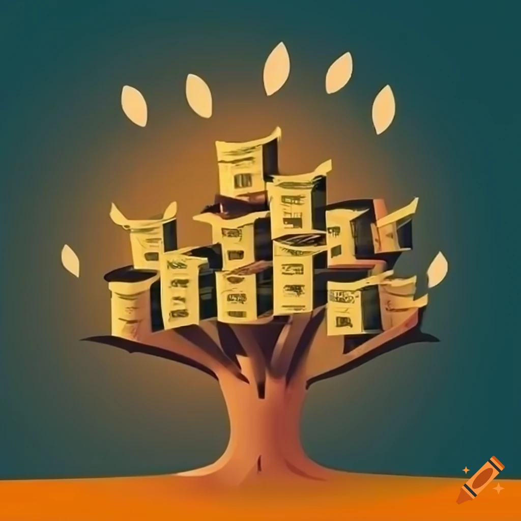 Finance team logo with money stacks, dollar bill leaves, and team name ...